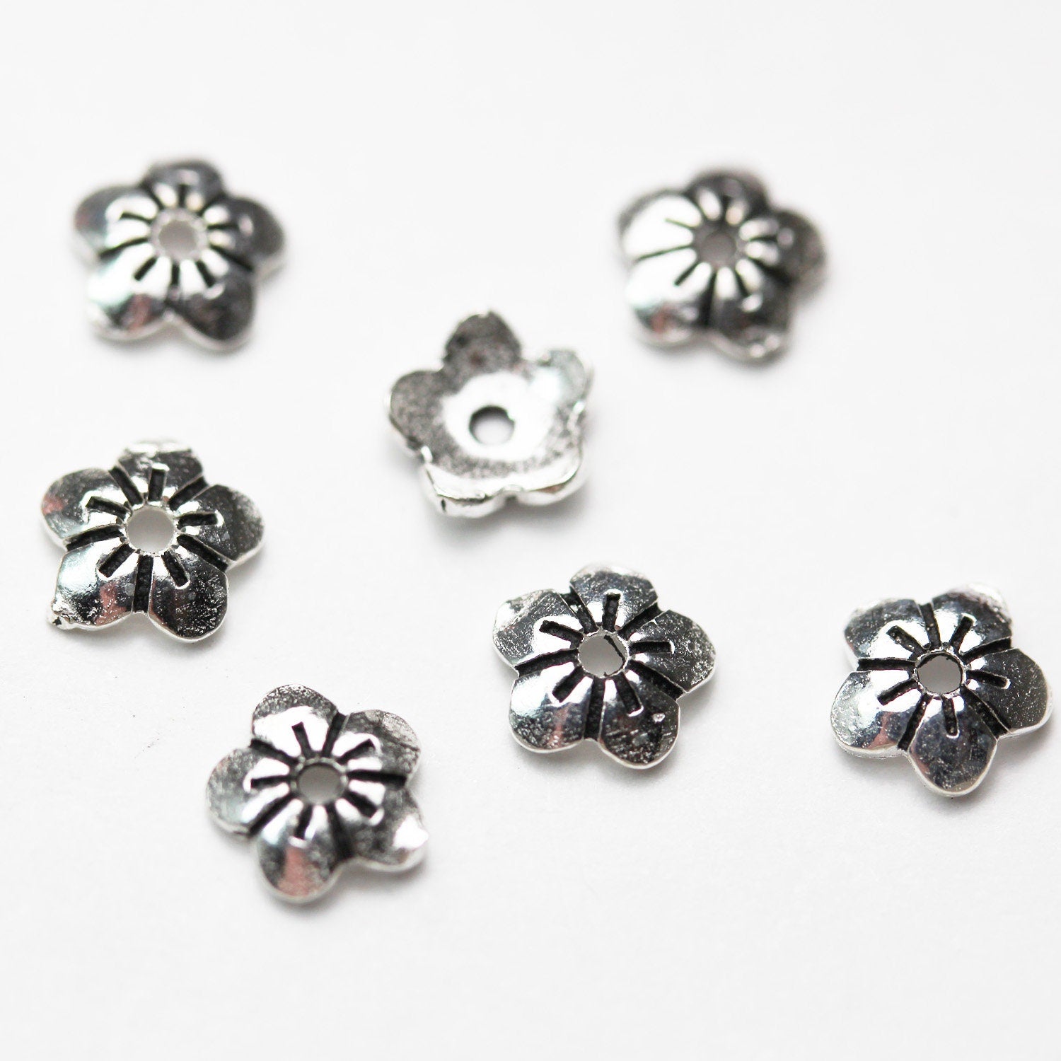 Silver Bead Caps 10pcs Jewelry Findings Bead cap,antiqued Sterling sil ...