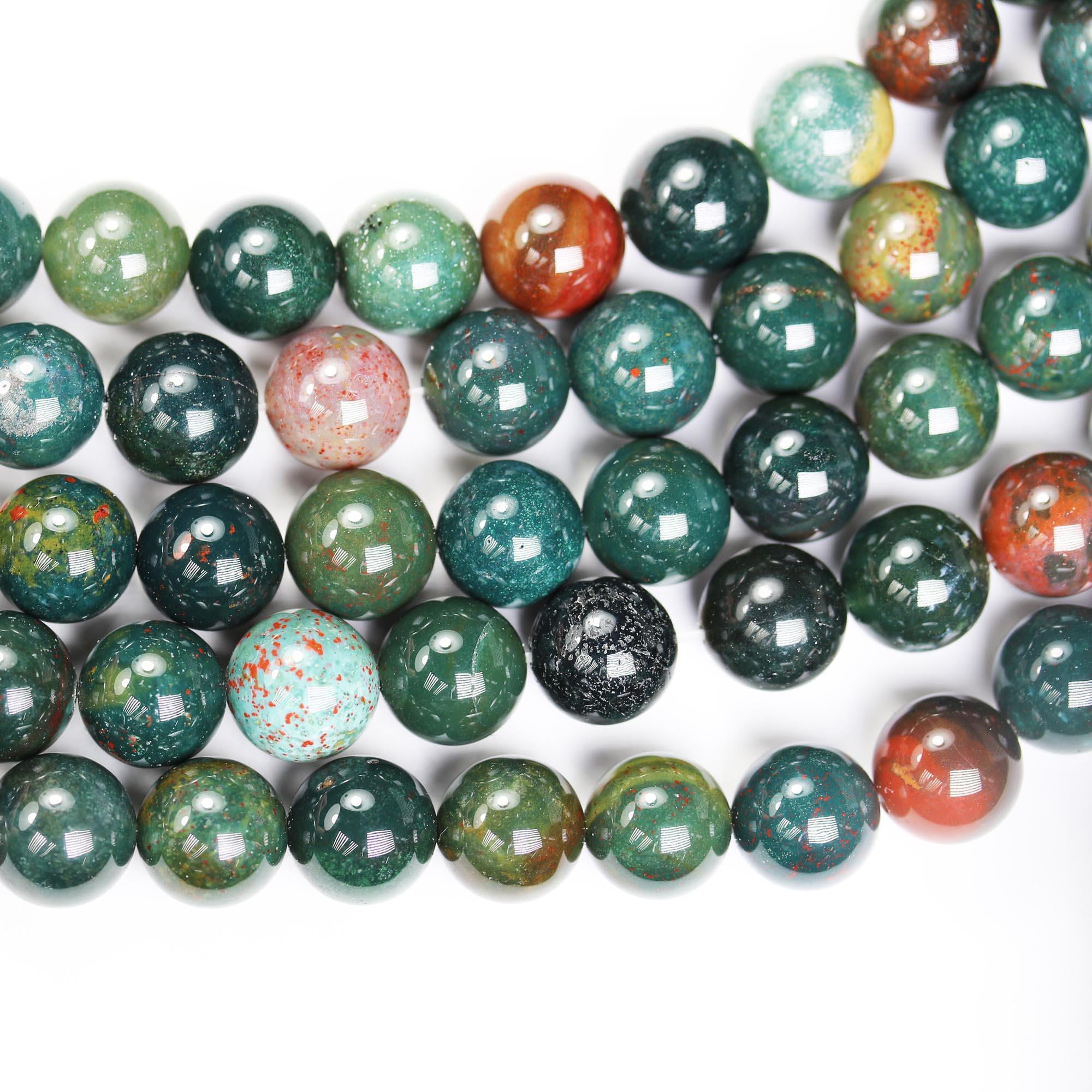 Bloodstone , 10mm round gemstone, one full 16" strand, 1mm hole, about ...