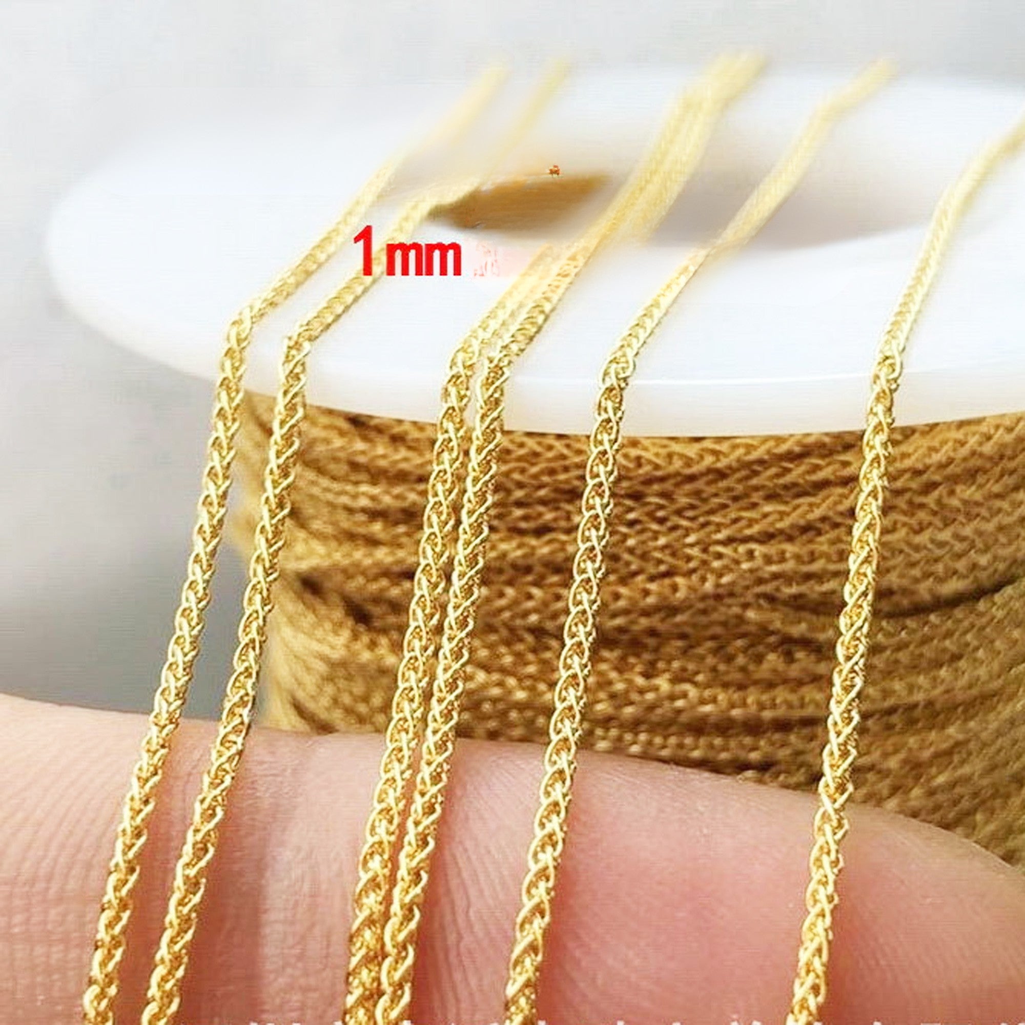 14K Gold Filled Chain, Tarnish Resistant Everyday Chain, 1MM Wheat Sha ...