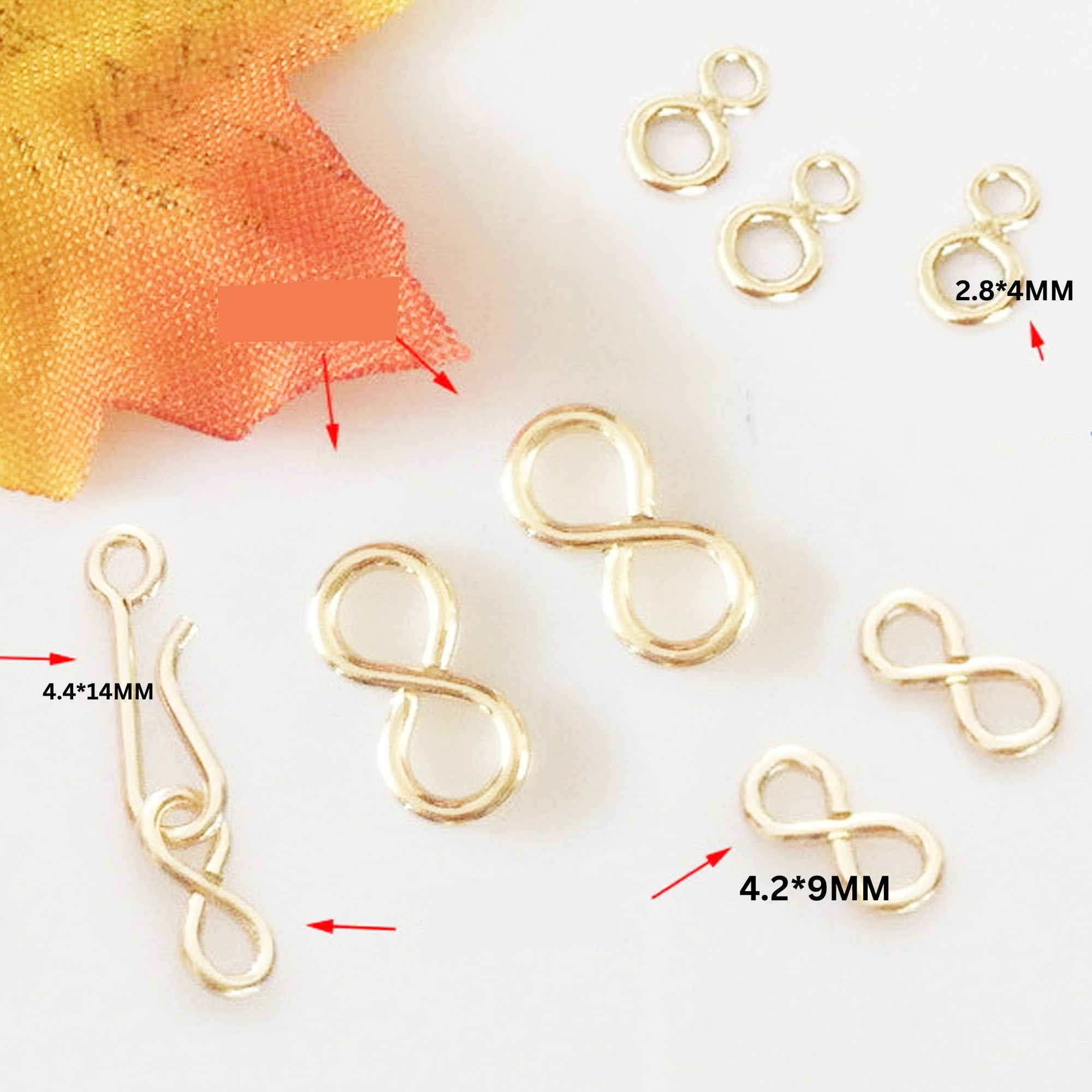 14K Gold-Filled Fishhook Clasps and Figure-Eight / Infinity Rings 2PCS ...