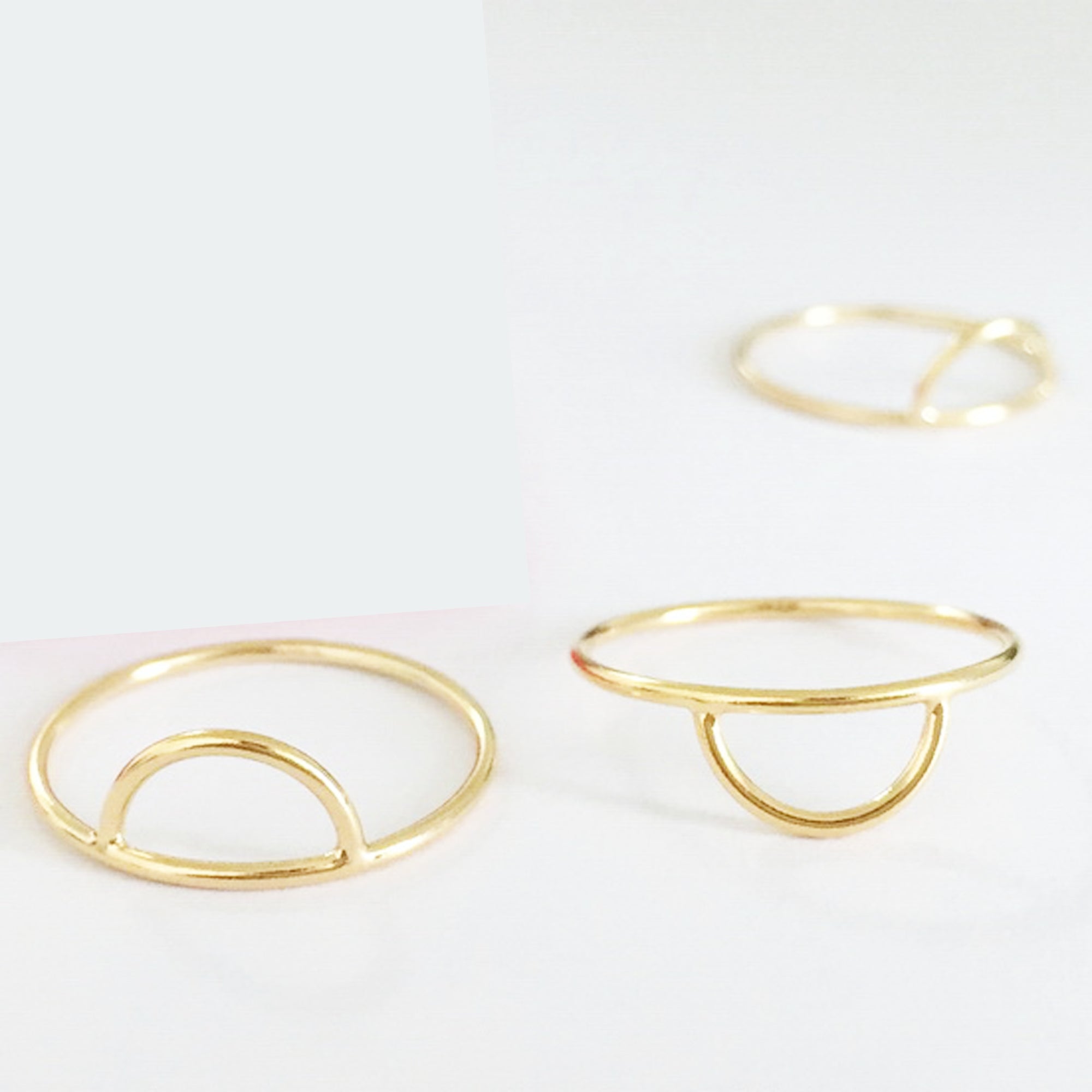 14K Gold Filled Single Arc Ring Band, Half Circle Ring – accbeads