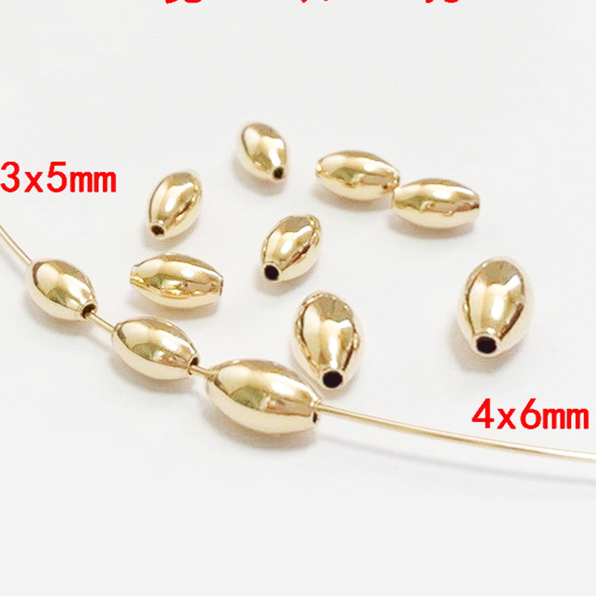14K Gold Filled Spacer Beads 5-6mm Jewellery findings Rice Shape Space ...