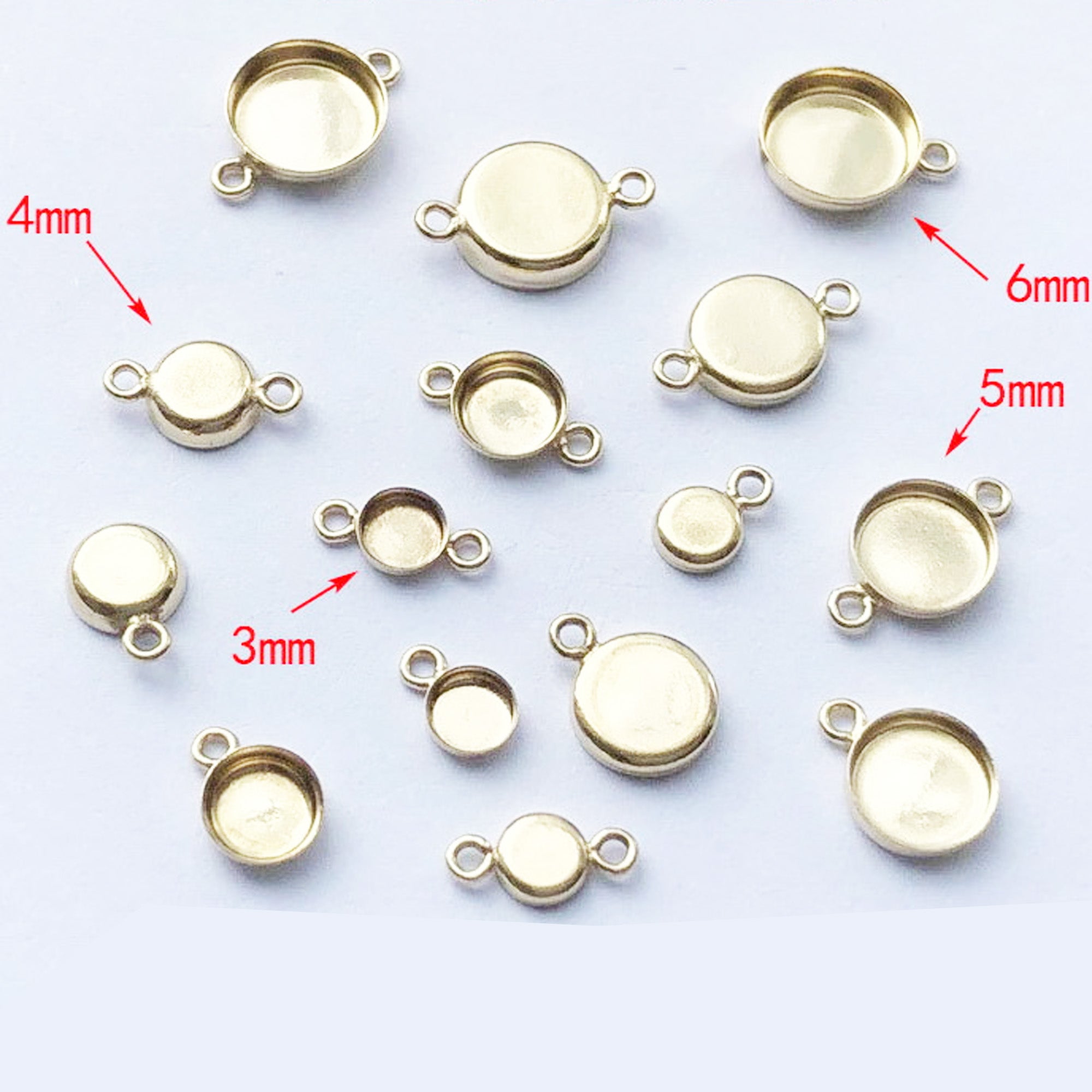 14K Gold Filled 3-6MM Round Disc Bezels for Stone Setting 4PCS – accbeads