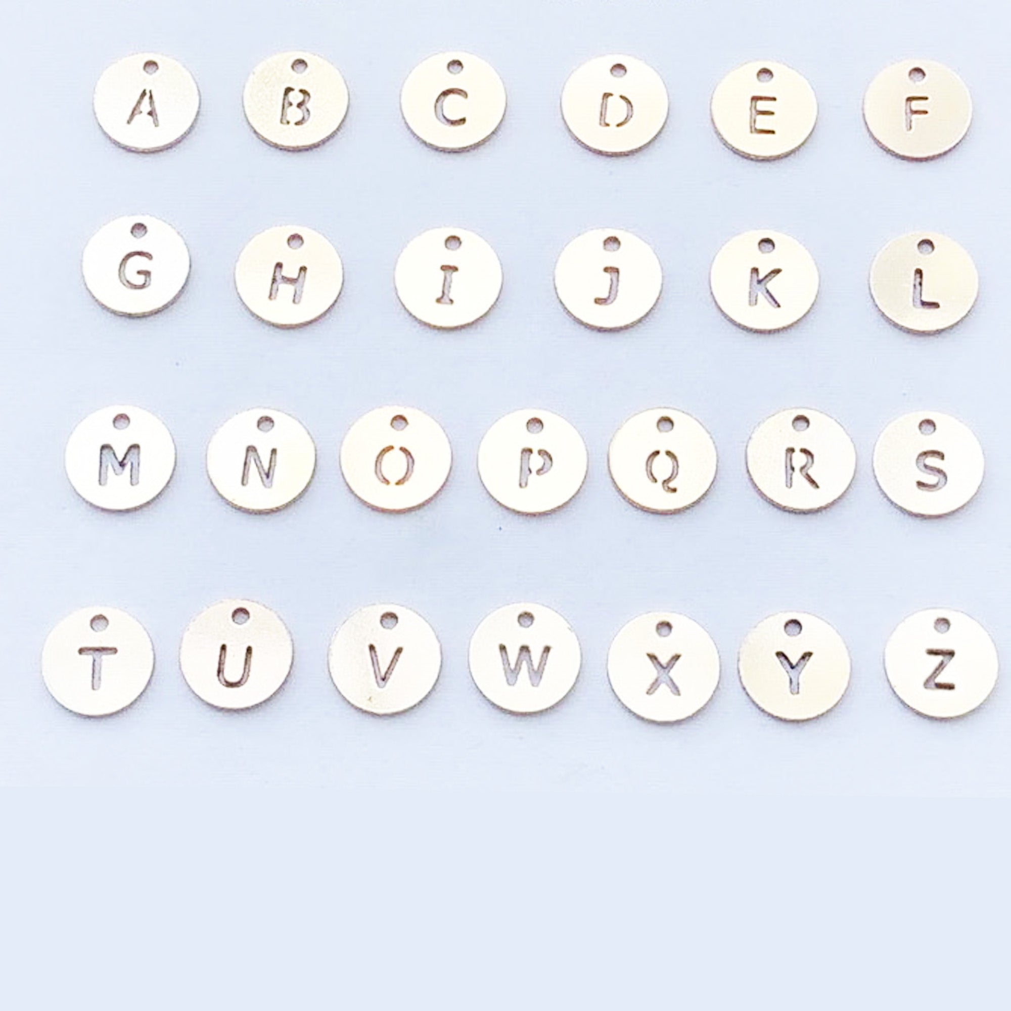 14K Gold Filled Alphabet Charm 6mm Round Letter Bead Single Hole A-Z ...