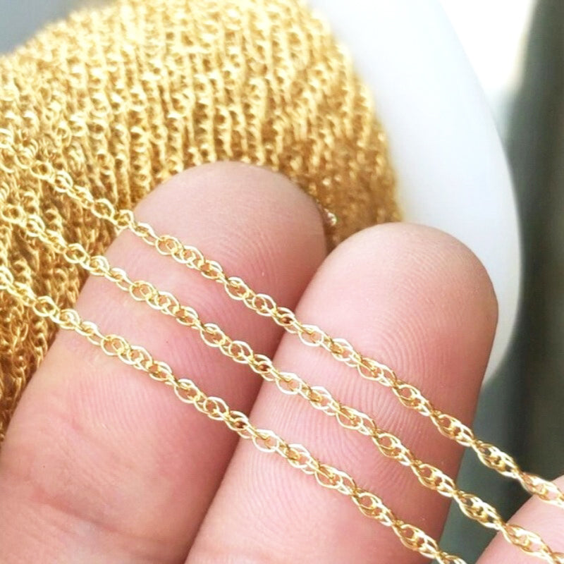 14K Gold Filled Chain, Tarnish Resistant Everyday Chain, 1.1MM Water ...